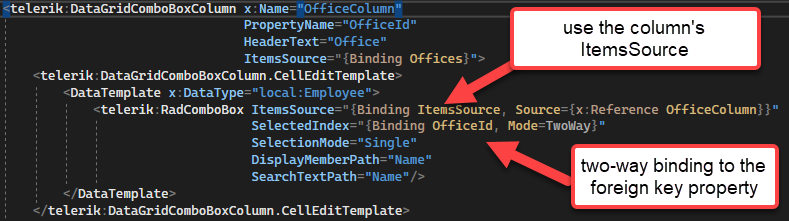 Is There A Working Example Of A Datagrid Using A Picker Or Combobox For Edits In Ui For Net