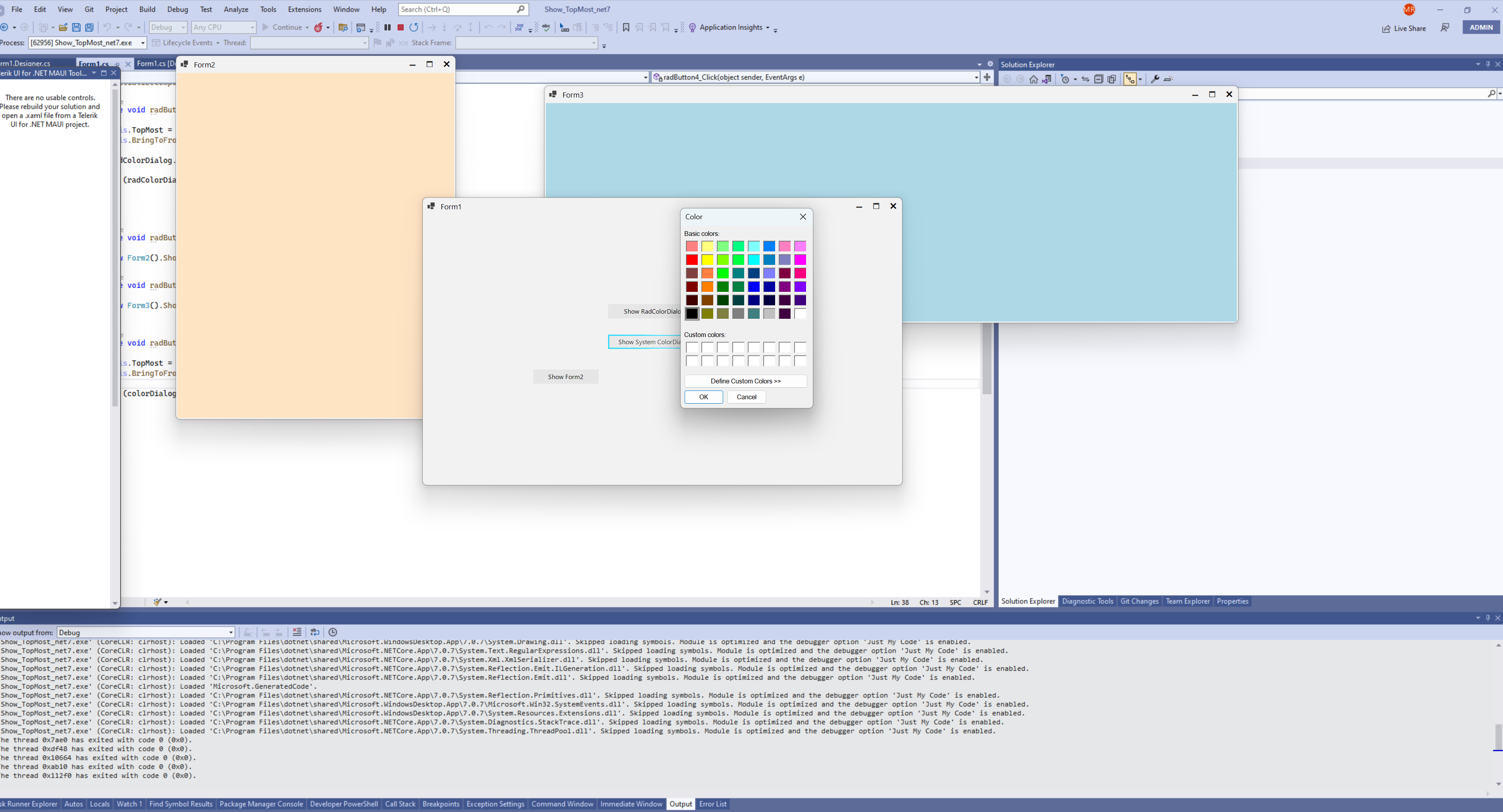 Colordialog Not On Top Of Main Form In Ui For Winforms Telerik Forums