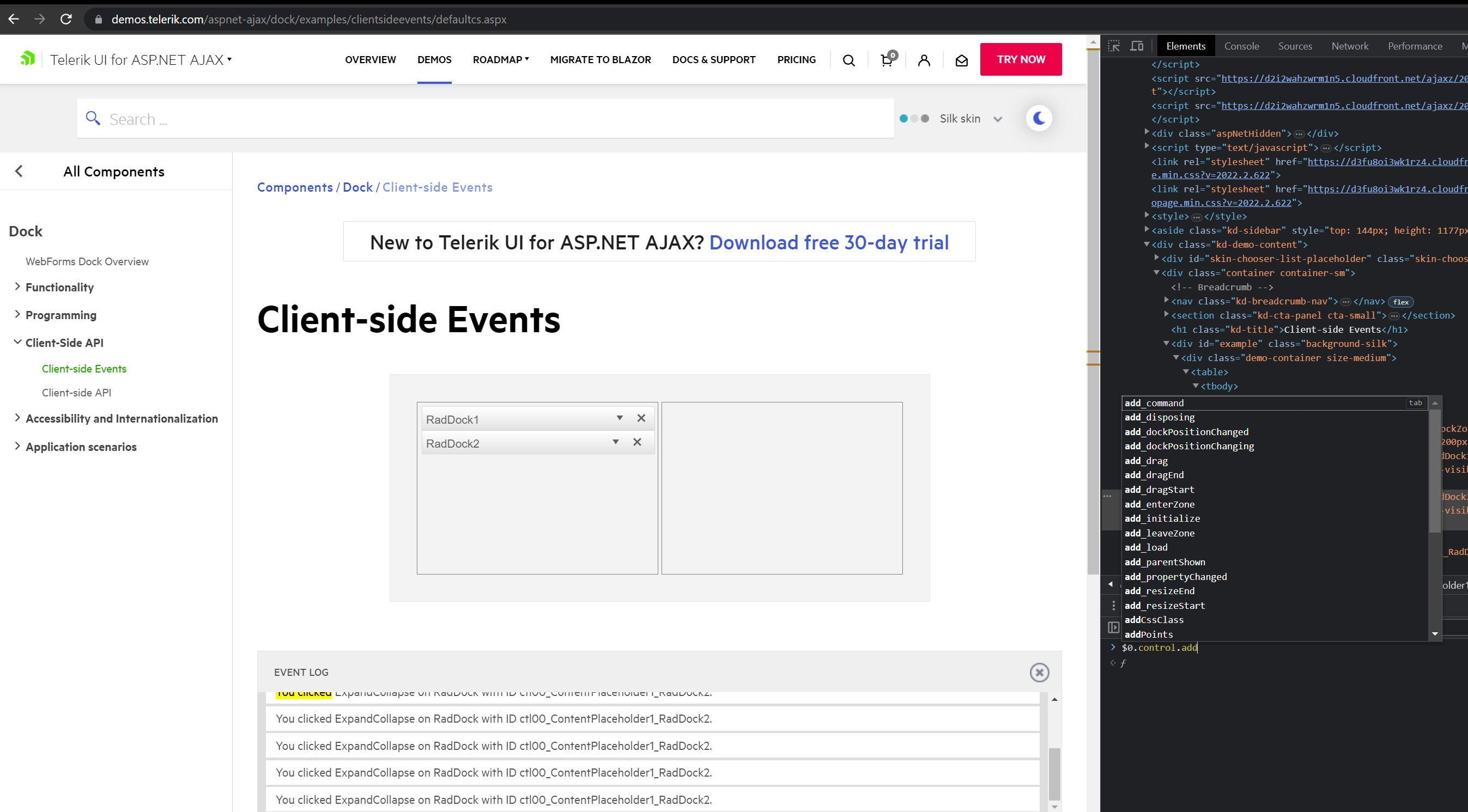 Raddock How Do You Add An Onexpanded Event In Ui For Aspnet Ajax Telerik Forums