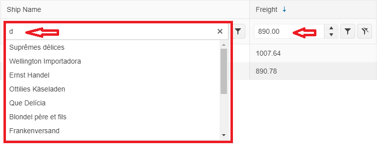 Kendo Grid Mvc Is Possible To Suggest In The Filter Field Only
