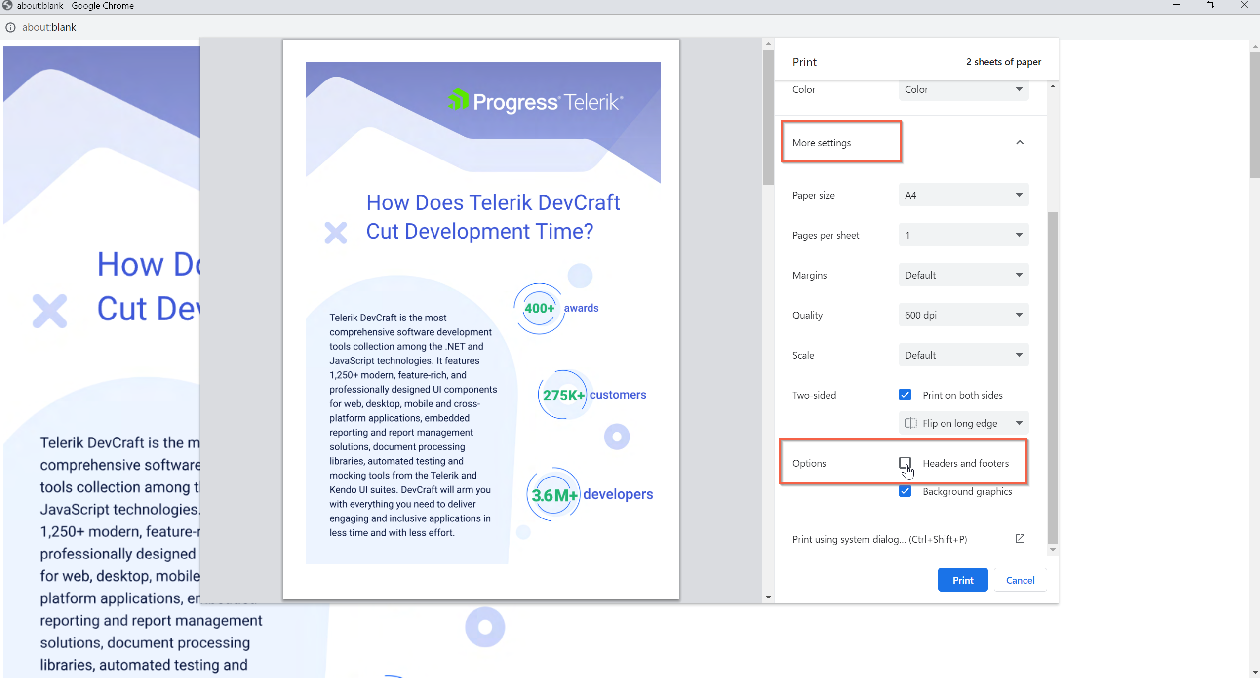Print with custom headers and footers in UI for Blazor | Telerik Forums