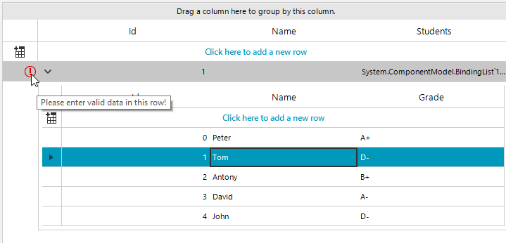 Use Idataerrorinfo In Radgridview With Lazy Loaded Hierarchy In Ui For Winforms Telerik Forums