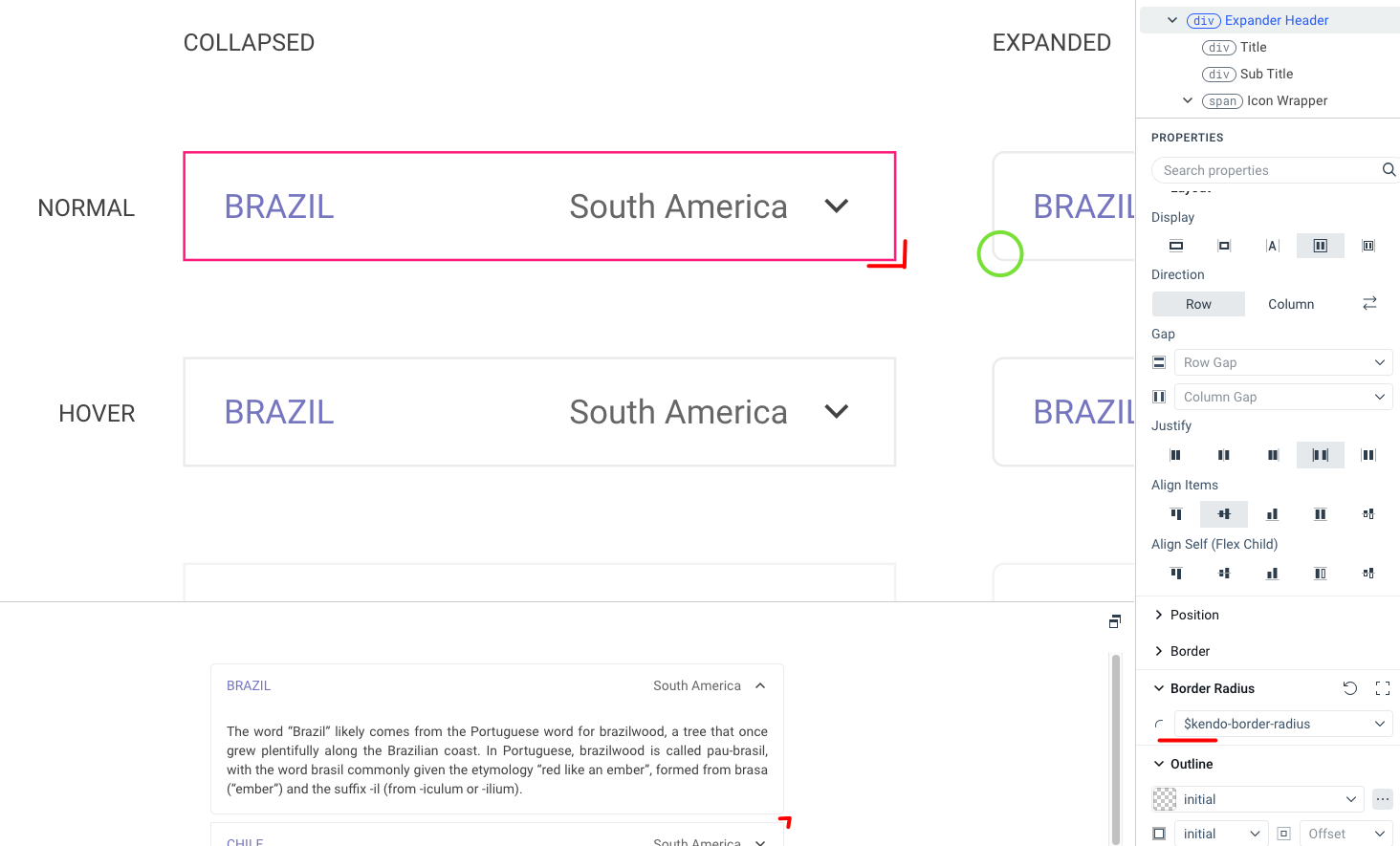 Expansion panel collapsed vs expanded - border-radius. in ThemeBuilder ...