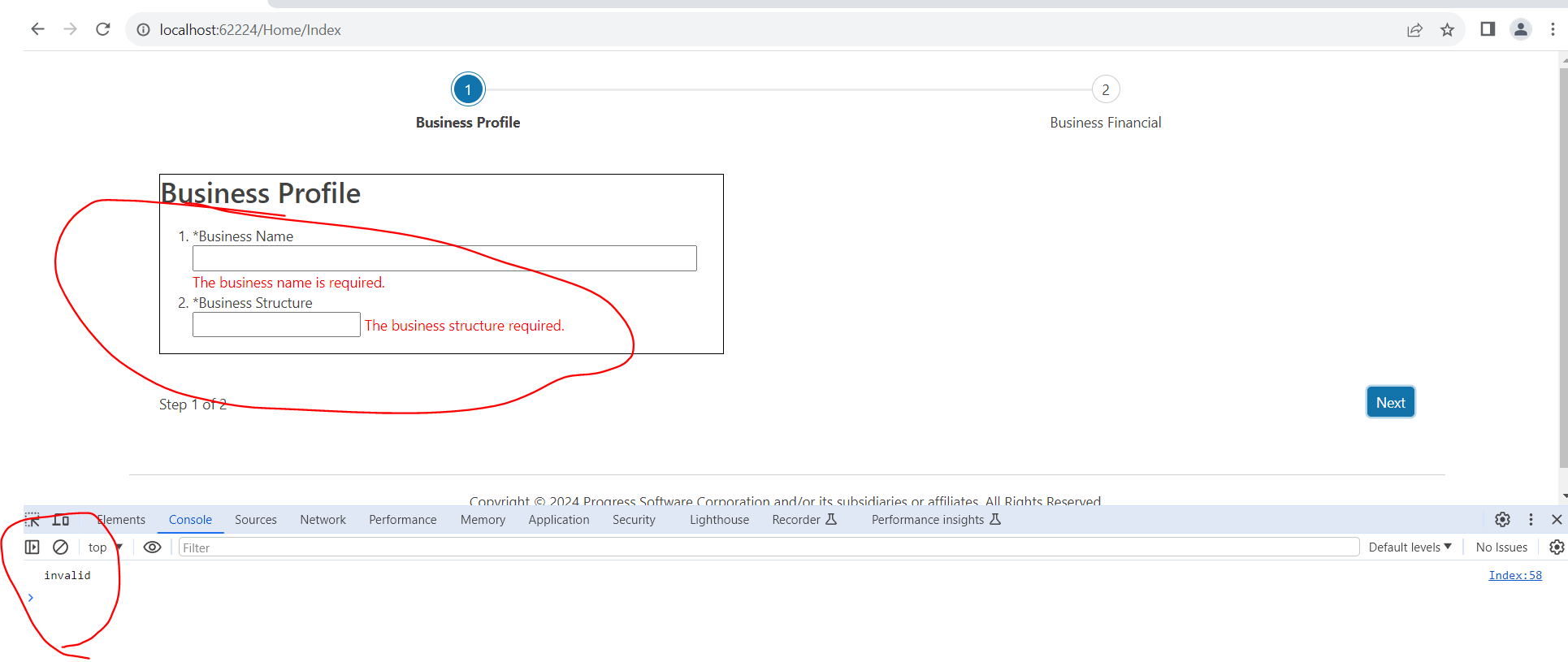 Using Wizard - how do you validate a form when step includes partial view. in UI for ASP.NET MVC ...