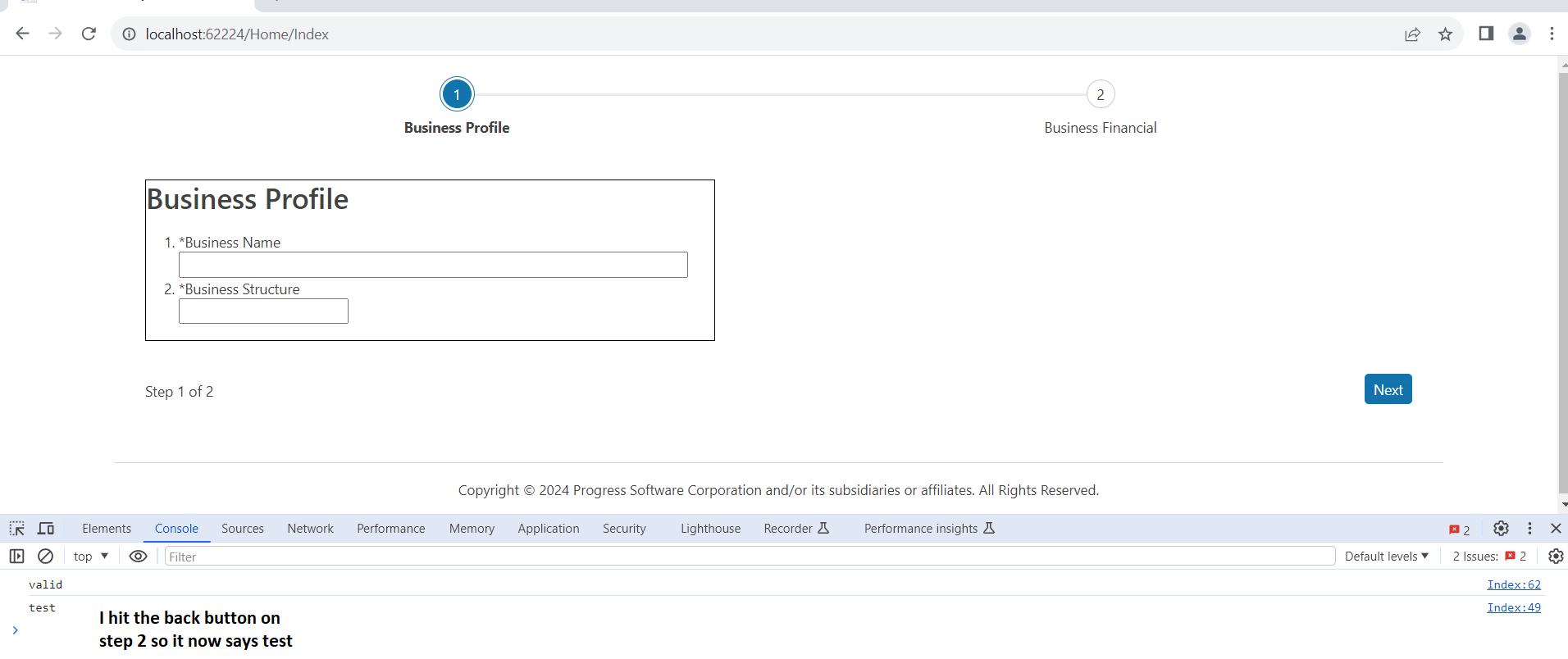 Using Wizard - how do you validate a form when step includes partial ...