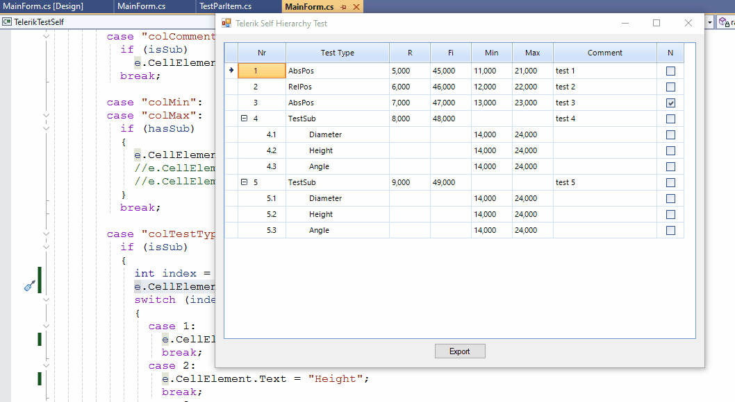 GridView - design of parameter editor with subitems in UI for WinForms | Telerik Forums