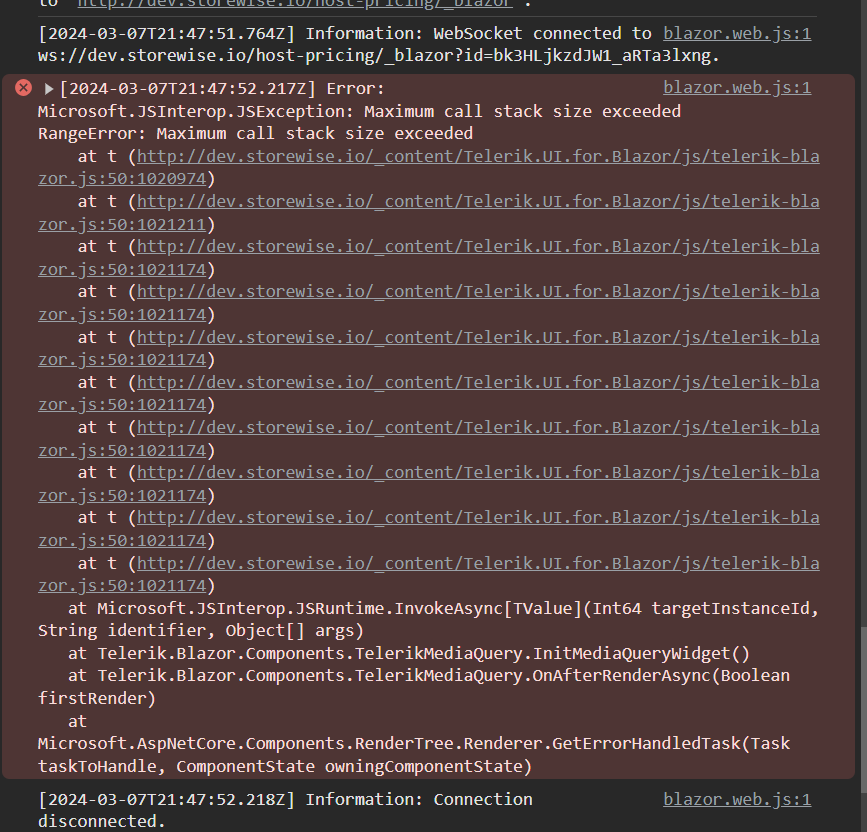Maximum call stack size exceeded in UI for Blazor | Telerik Forums Maximum call stack size exceeded in UI for Blazor | Telerik Forums