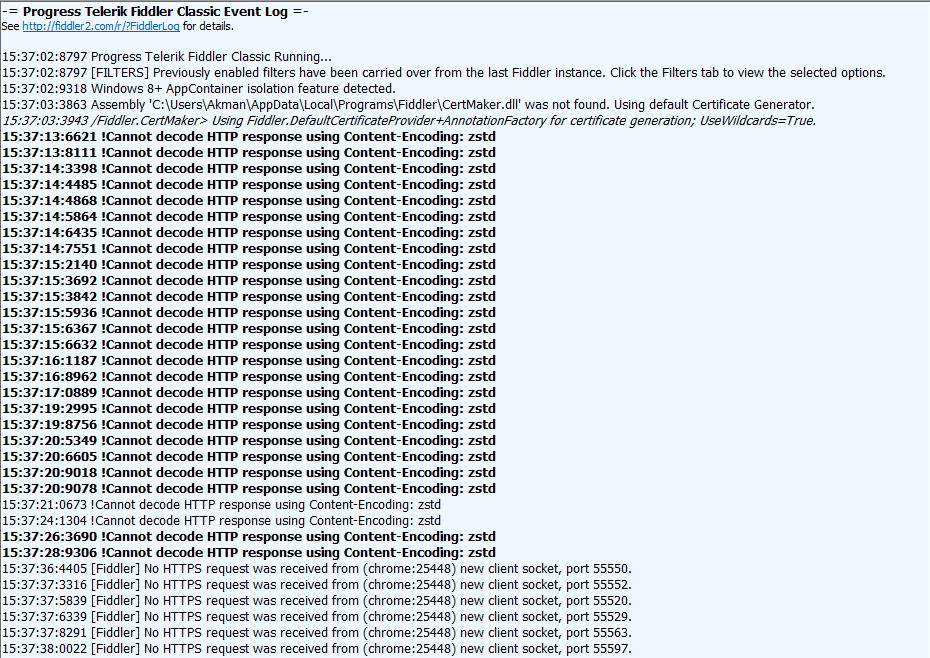 Fiddler Https decryption problem in Fiddler | Telerik Forums