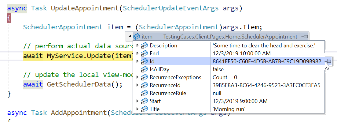 Scheduler - Edit custom appointements single and recurring in UI for Blazor | Telerik Forums