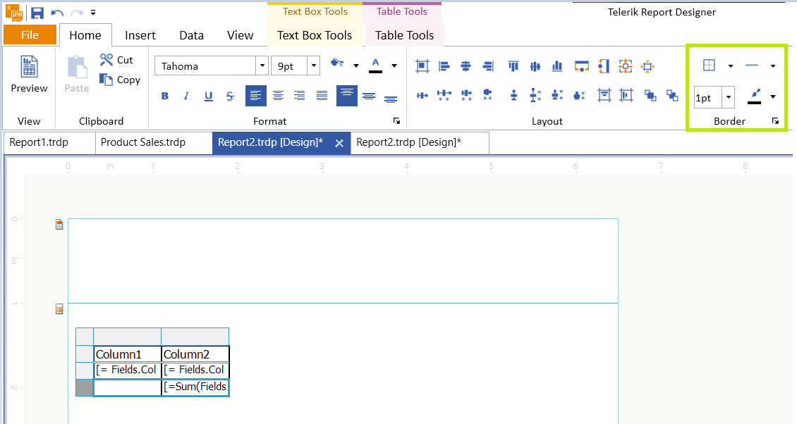 Table formatting in Reporting | Telerik Forums