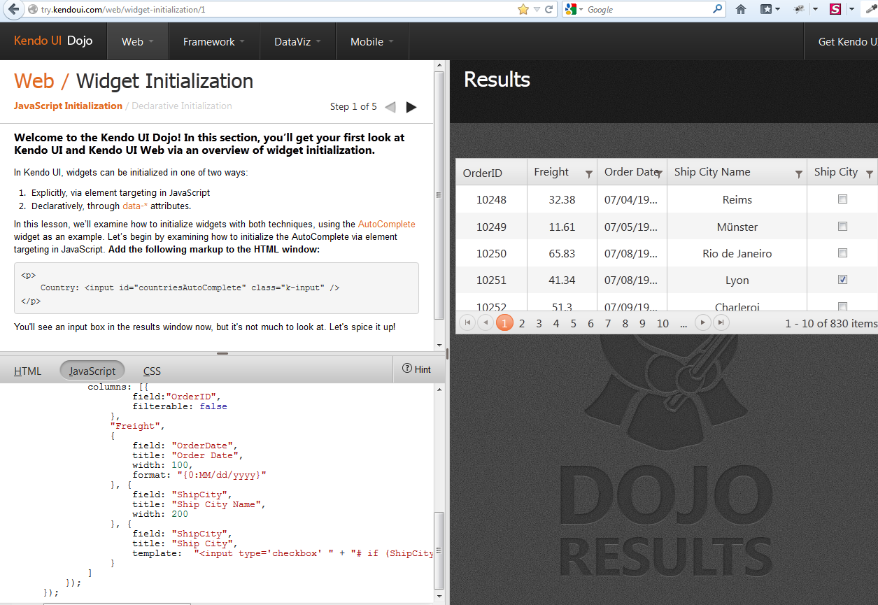 How to implement Grid with Images for columns for datasource as LIST in Kendo UI for jQuery ...
