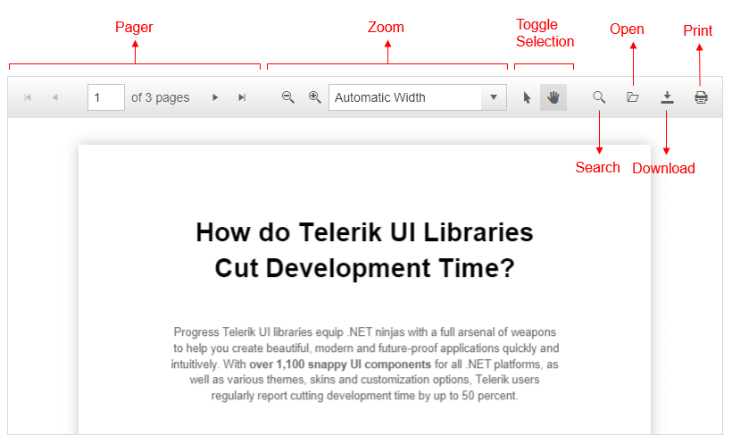 Telerik Web Forms Pdfviewer Functionality Toolbar And Tools Telerik Ui For Aspnet Ajax