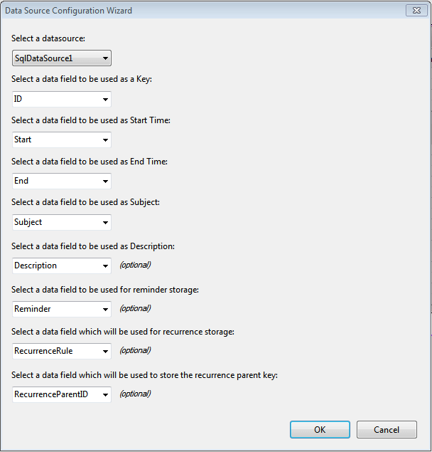 Telerik Web Forms Scheduler Design Time Data Source Configuration Wizard Telerik Ui For Asp