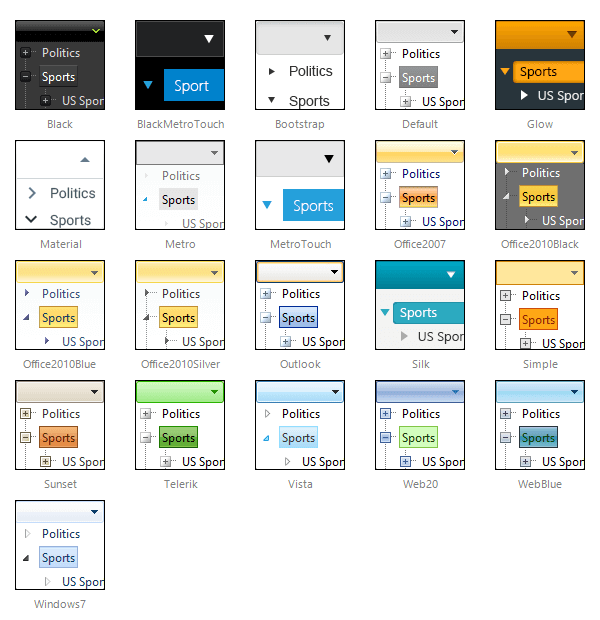 Telerik Web Forms Dropdowntree Appearance And Styling Skins Telerik Ui For Aspnet Ajax