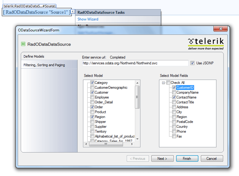 Telerik Web Forms Odata Datasource Design Time Telerik Ui For Aspnet Ajax