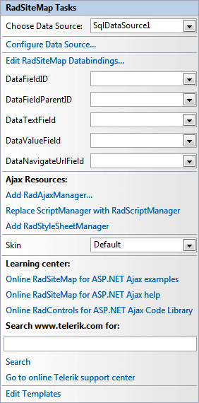 Telerik Web Forms Sitemap Design Time Radsitemap Smart Tag Telerik Ui For Aspnet Ajax