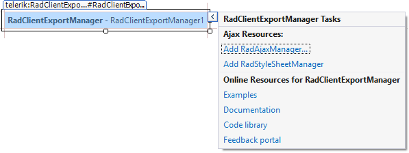 Telerik Web Forms Client Export Manager Design Time Telerik Ui For Aspnet Ajax