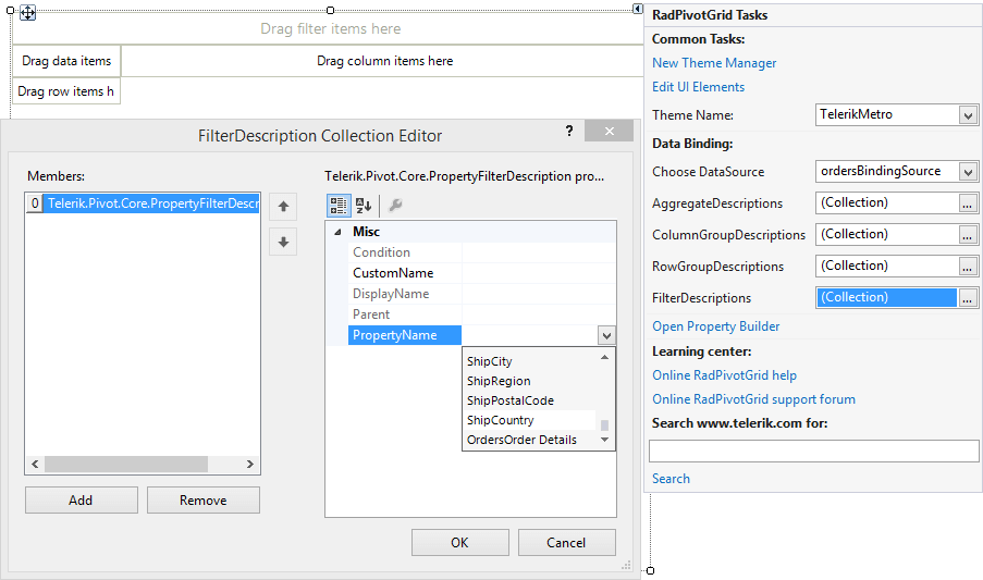 WinForms PivotGrid Filtering Report Filters - Telerik UI for WinForms
