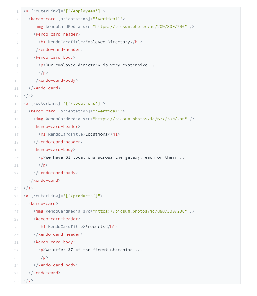 Using Kendo UI Cards on an Angular Dashboard Using Kendo UI Cards on an Angular Dashboard