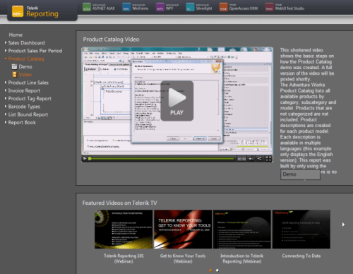 New DEMO page for Telerik Reporting