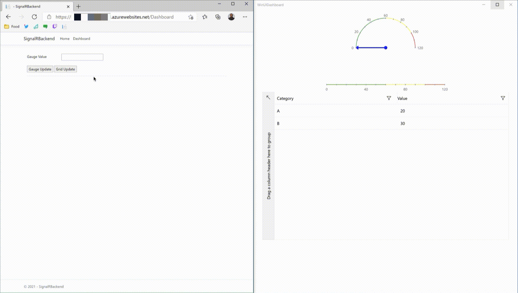 Real Time WinUI Dashboard with SignalR Backend
