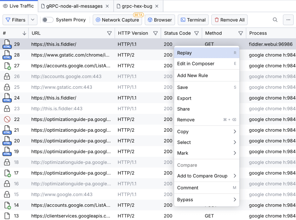 HTTP/S Traffic Recording | Fiddler Everywhere